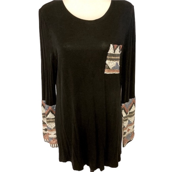 JODIFL | Tops | Jodifl Womens Long Black Top With Gorgeous Sequin ...